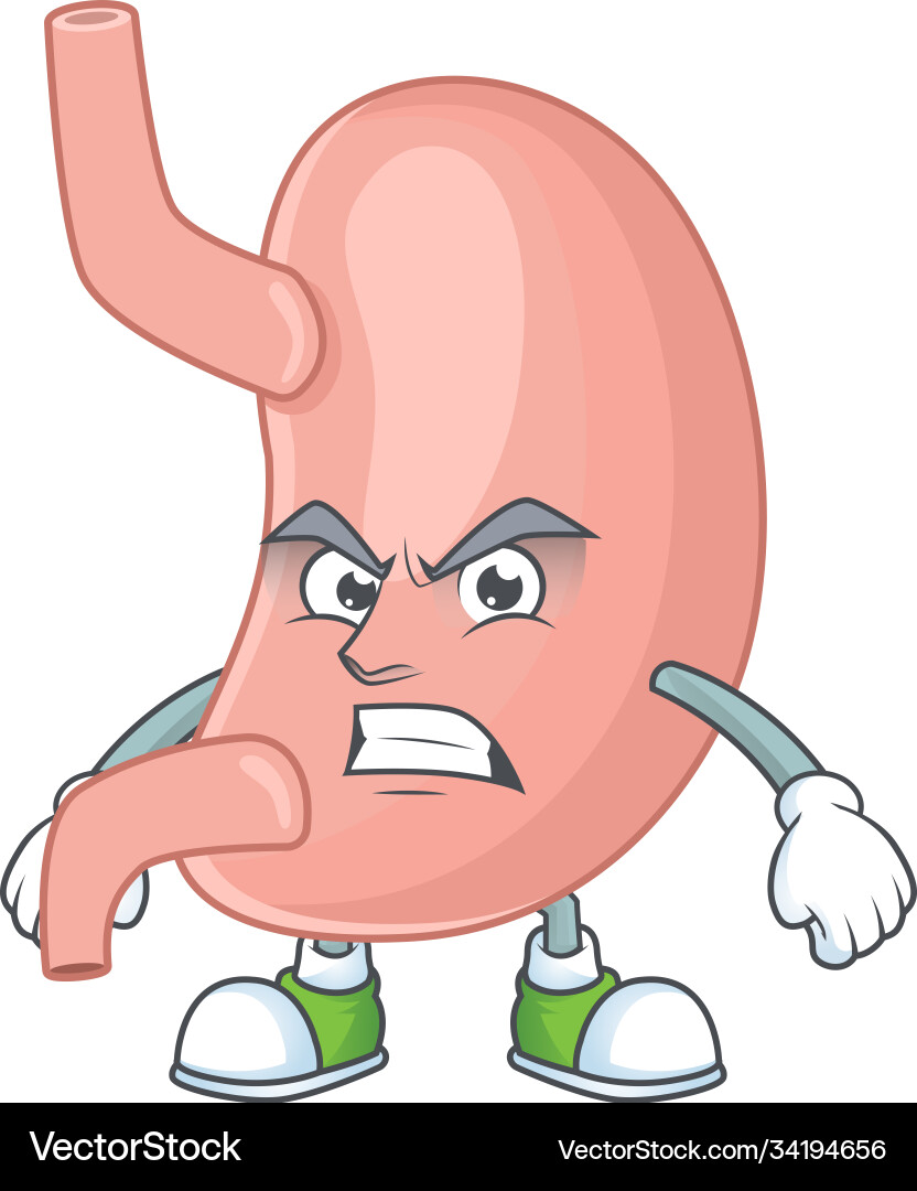 Mascot design style stomach with angry face Vector Image