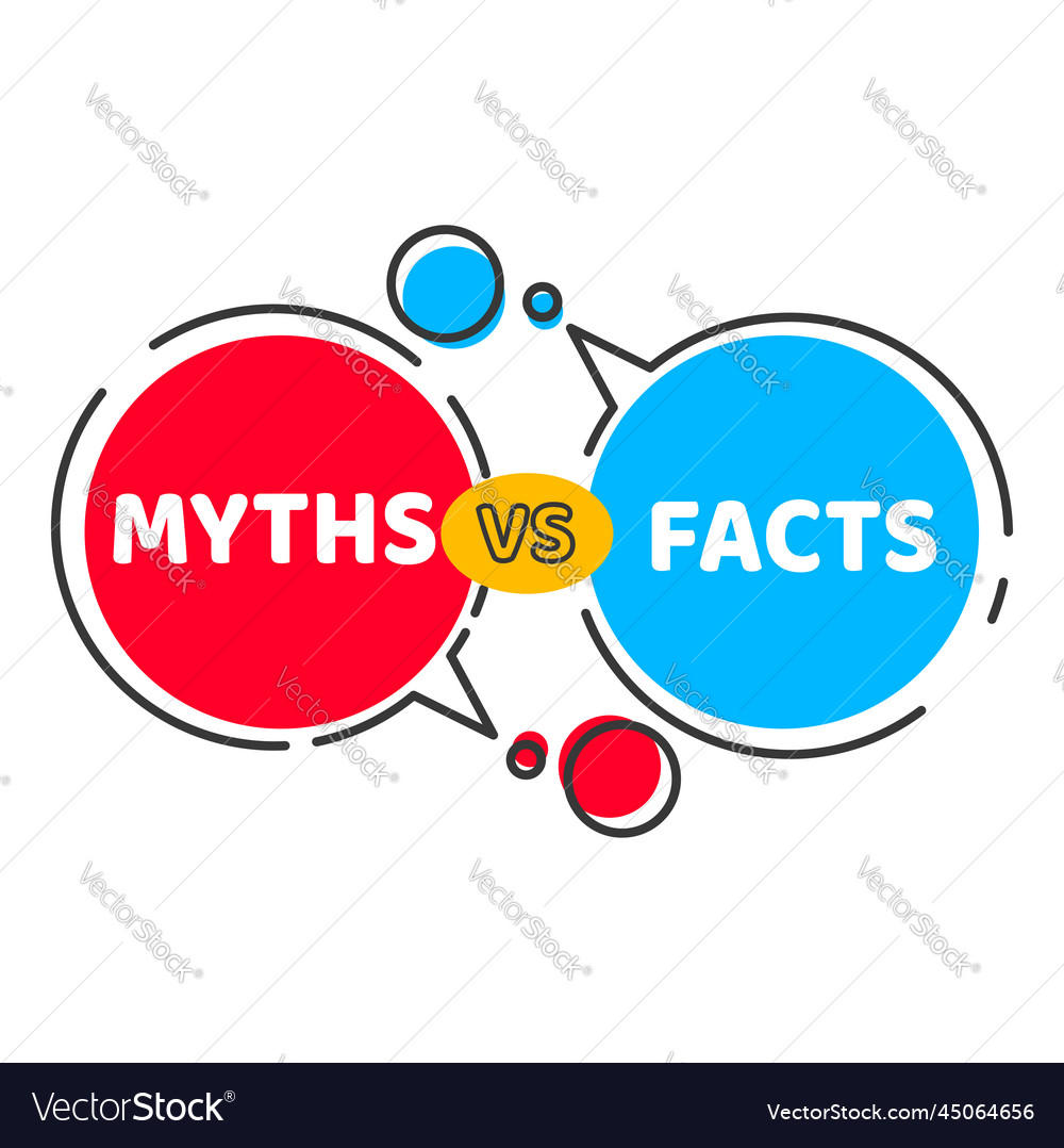 Myths vs facts icon with thin line speech bubbles Vector Image Myths vs facts icon with thin line speech bubbles Vector Image