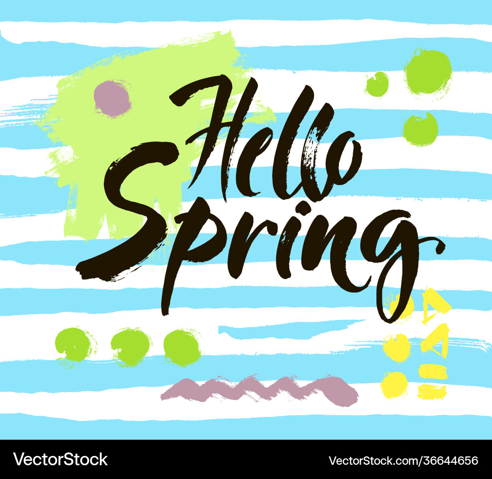 Phrase hello spring brush lettering isolated Vector Image