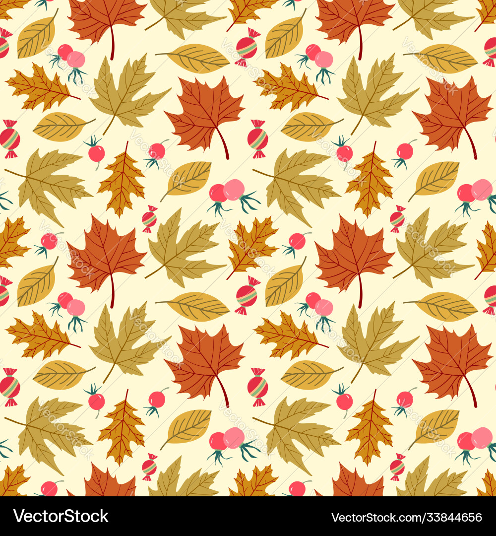Seamless forest pattern with acorns and autumn Vector Image