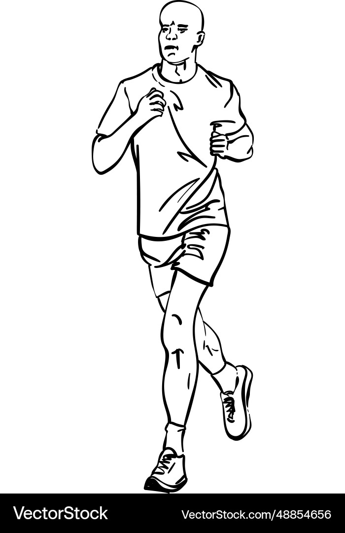 Sketch of running man hand drawn linear Royalty Free Vector