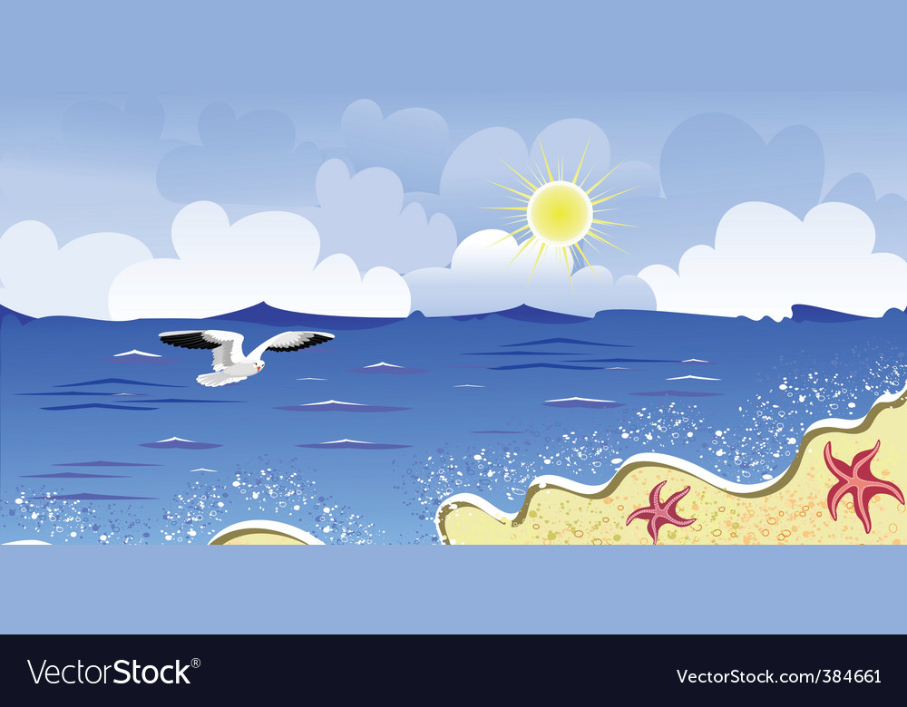 Beach scene Royalty Free Vector Image - VectorStock