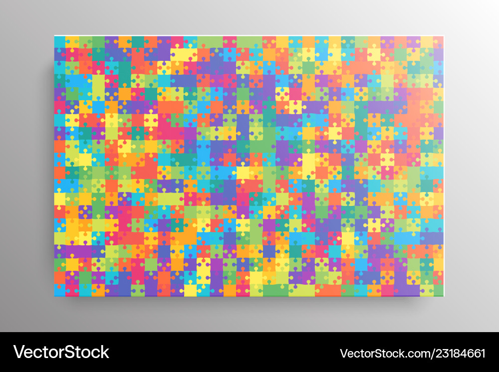 Colorful pieces puzzle banner jigsaw frame Vector Image