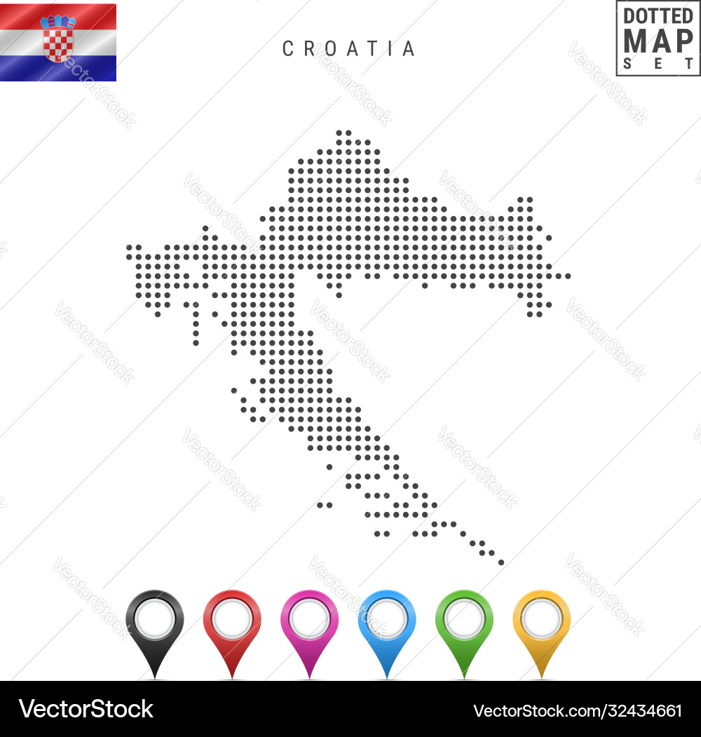 Dotted map croatia simple silhouette of Royalty Free Vector