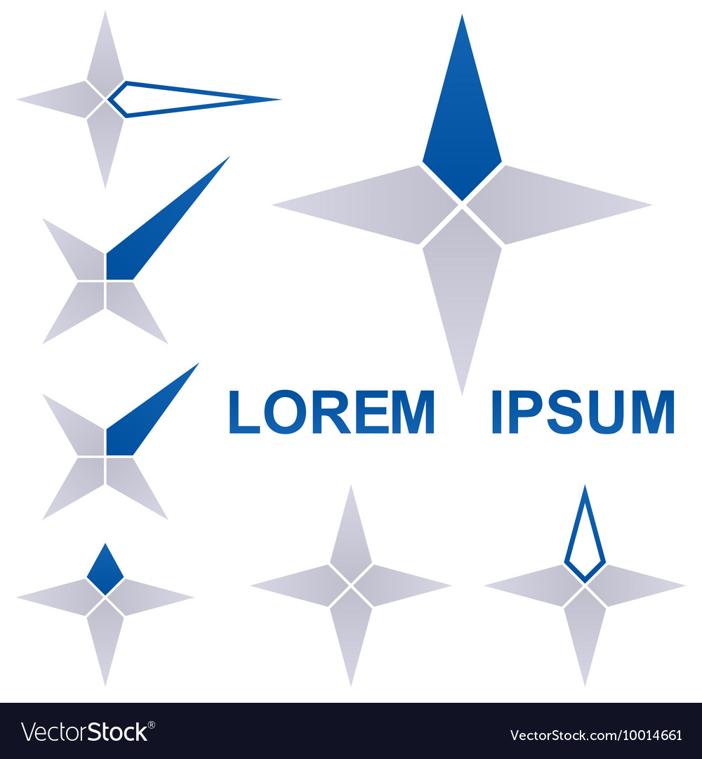 Geometric star logo set Royalty Free Vector Image