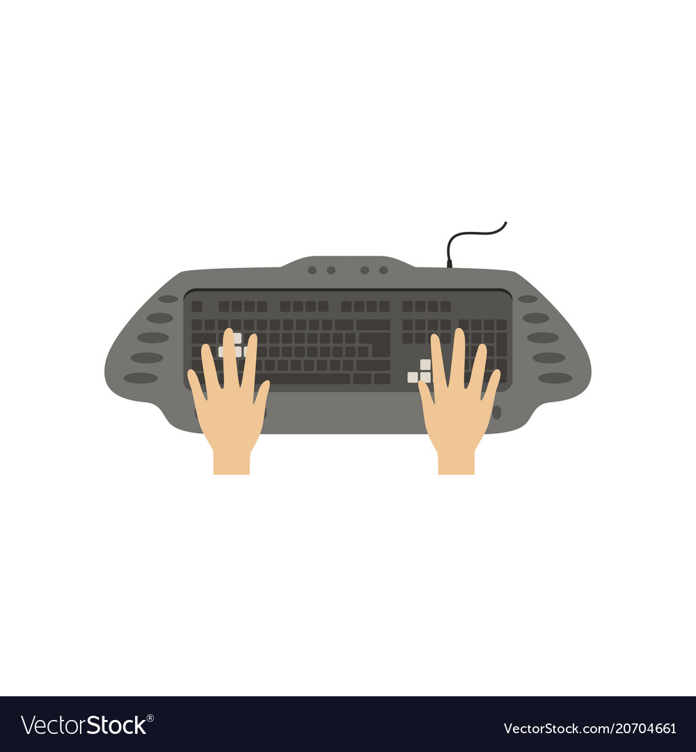 Hands using computer keyboard people working with Vector Image