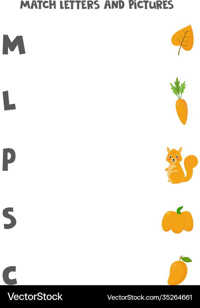 Matching game match pictures with beginning Vector Image