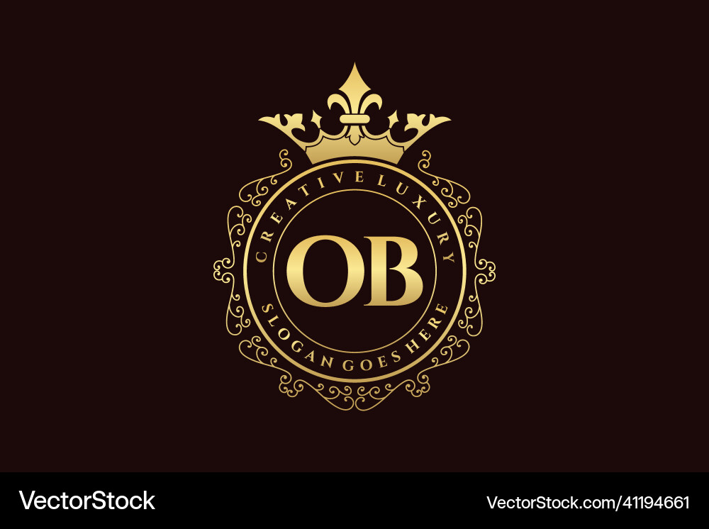 Ob initial letter luxury calligraphic feminine Vector Image