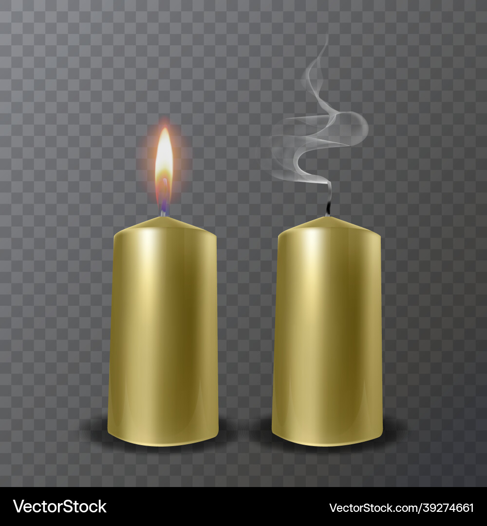 Realistic colorful burning candles isolated Vector Image