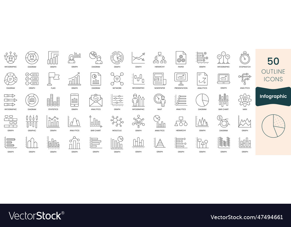 Set of infographic icons thin outline icons pack Vector Image