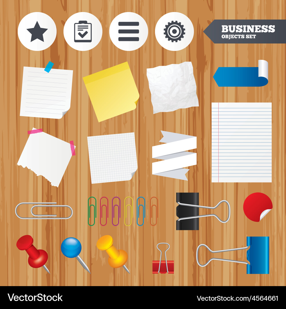 Star and menu list signs checklist gear Royalty Free Vector