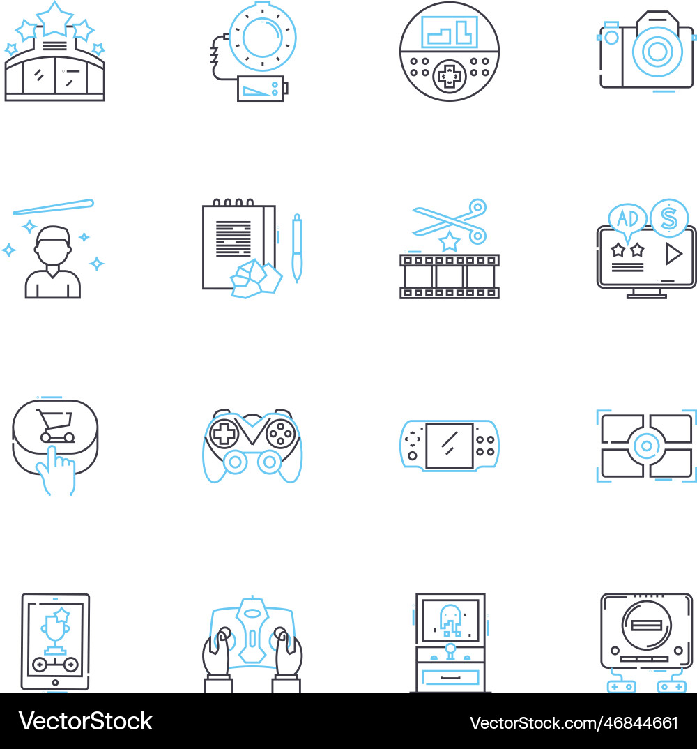 Video recorder linear icons set camcorder Vector Image