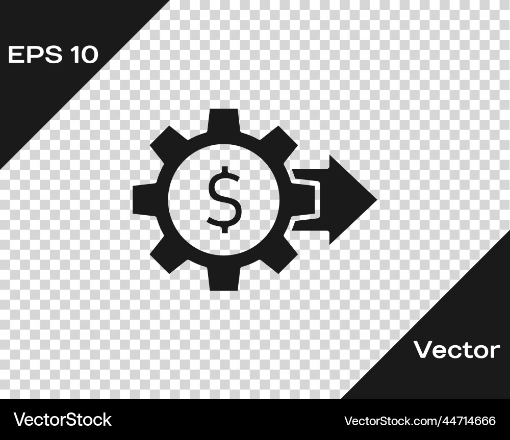 Black gear with dollar symbol icon isolated Vector Image