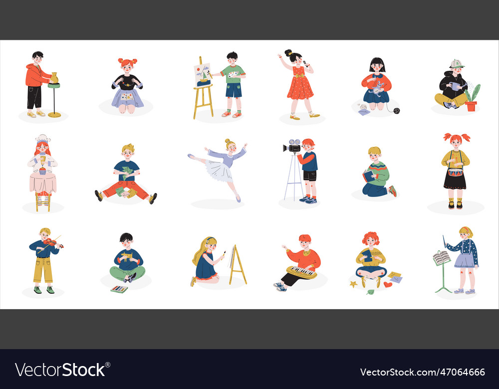 Children expressing their talents set boys Vector Image