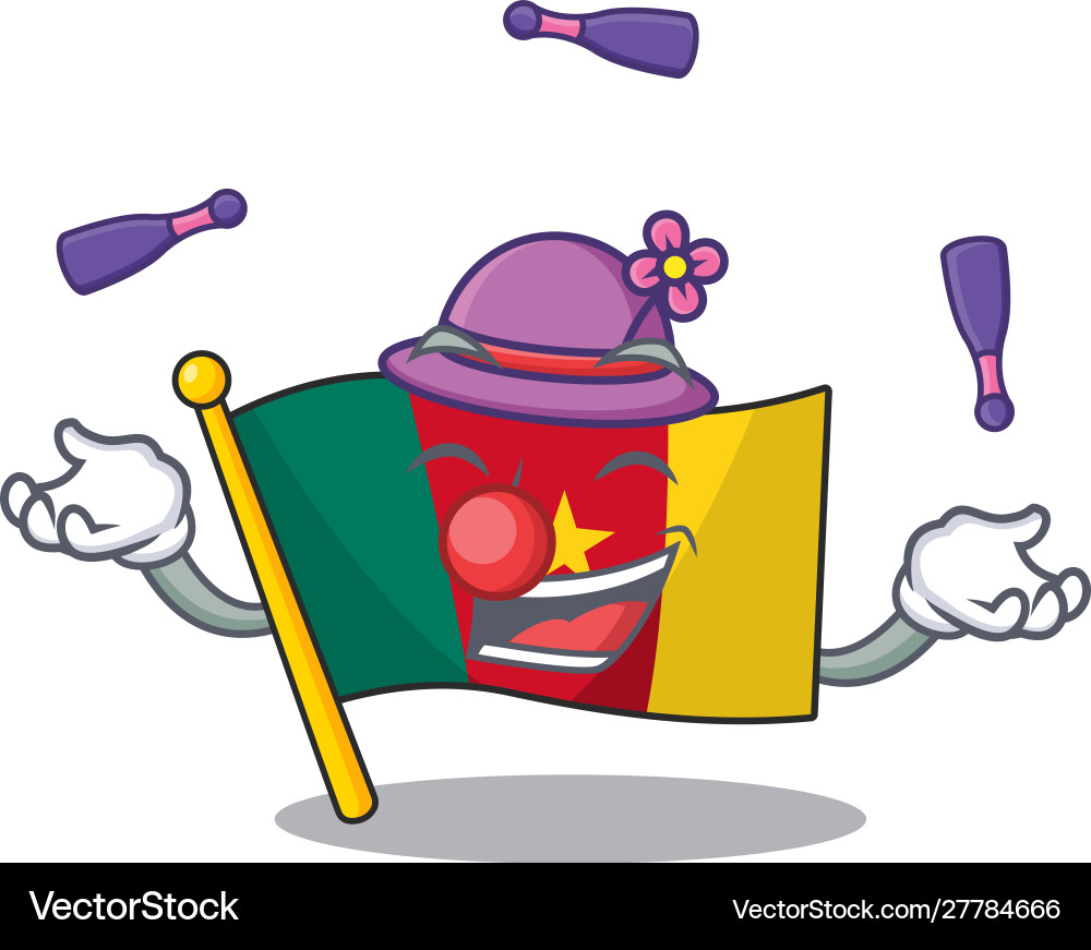 Flag cameroon juggling above table cartoon Vector Image
