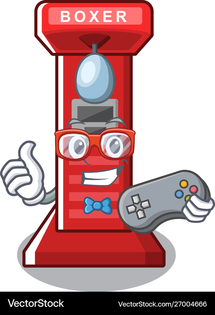Gamer boxing game machine in character Royalty Free Vector