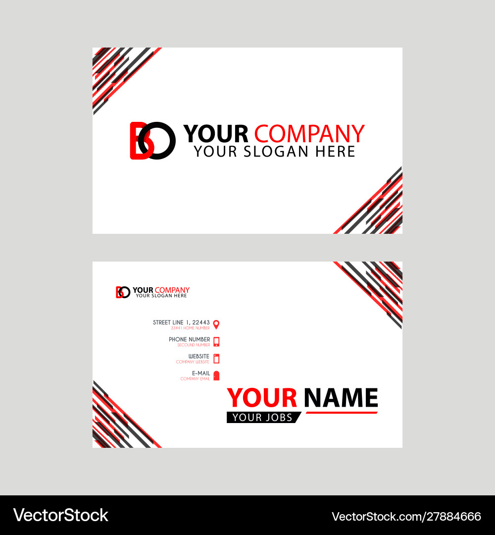 Horizontal name card with bo logo letter Vector Image