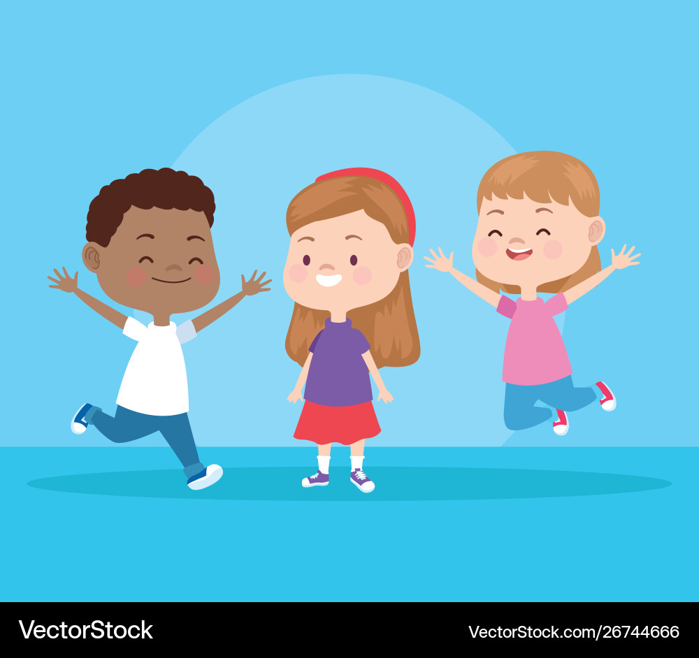 Kids playing and smiling cartoons Royalty Free Vector Image