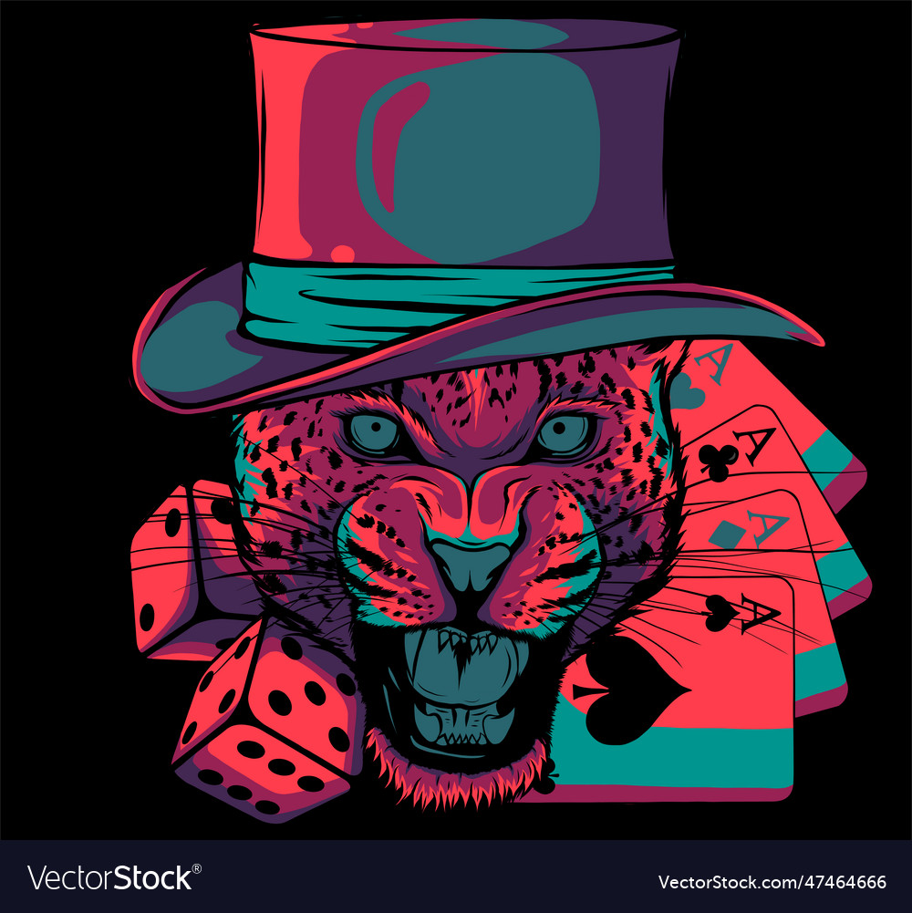Leopard head on black background panthera pardus Vector Image