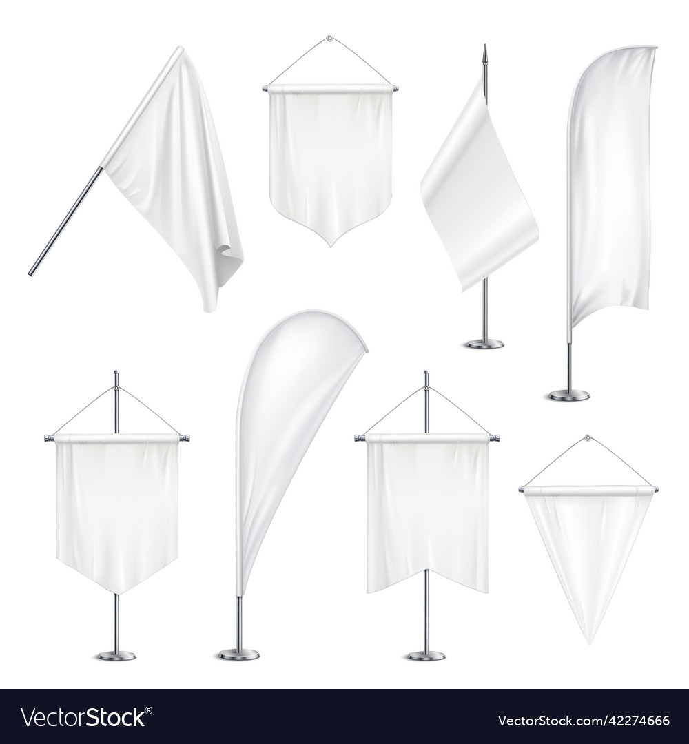 Pennants flags realistic set Royalty Free Vector Image