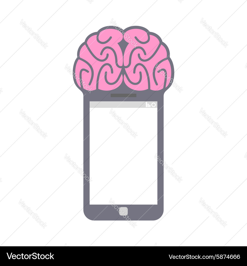 Smartphone smart phone with brain fantastic Vector Image