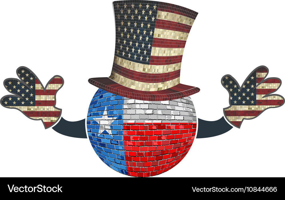Texas ball with american and hands Royalty Free Vector Image