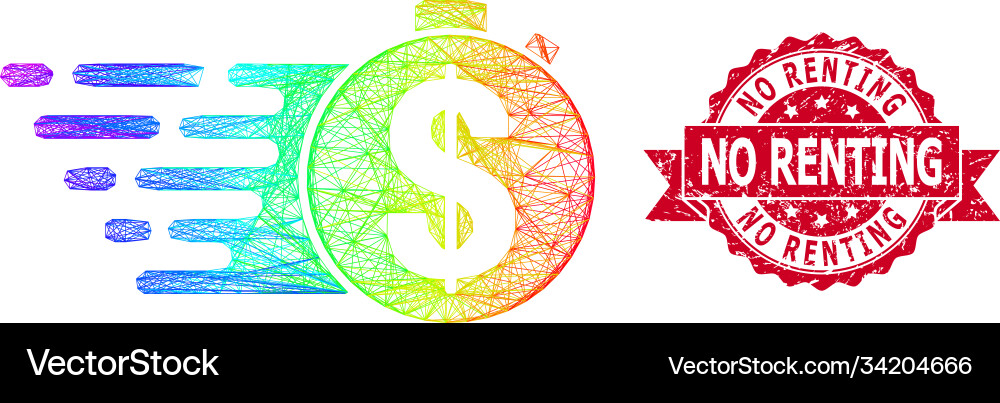 Textured no renting seal and multicolored network Vector Image