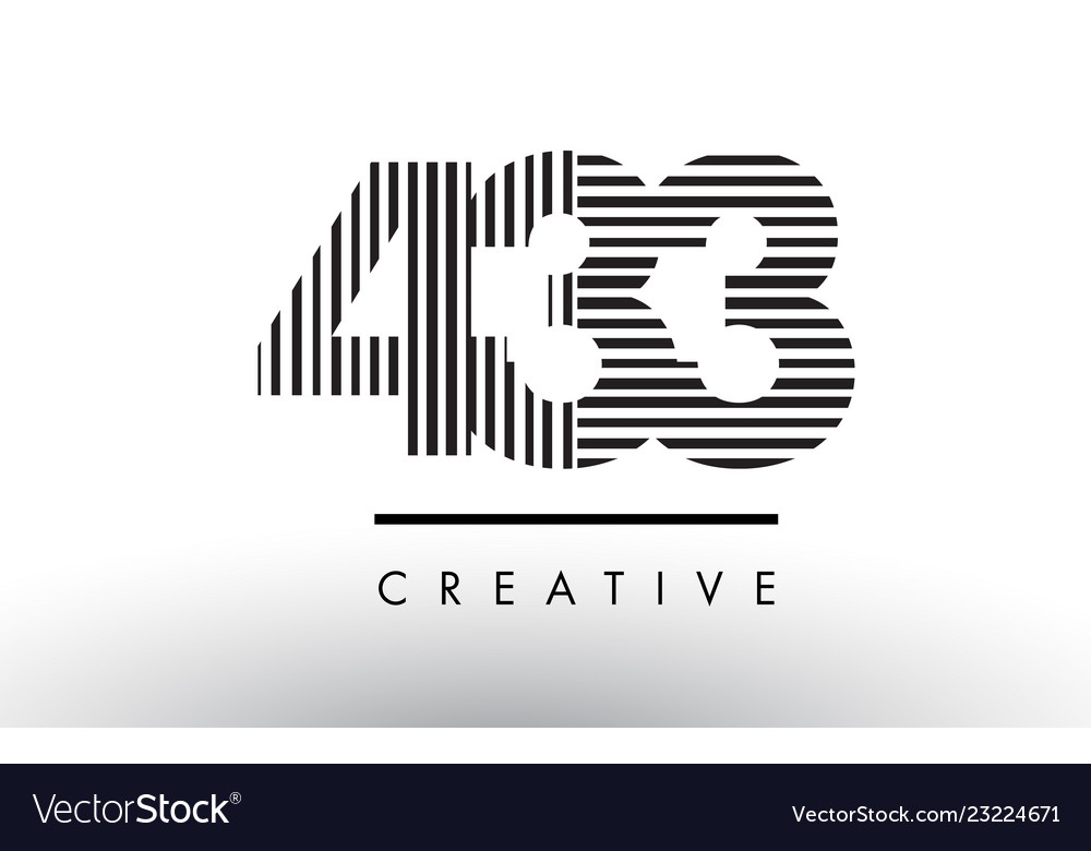 433 black and white lines number logo design Vector Image