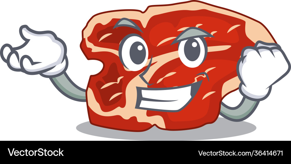A caricature design concept t-bone with happy face