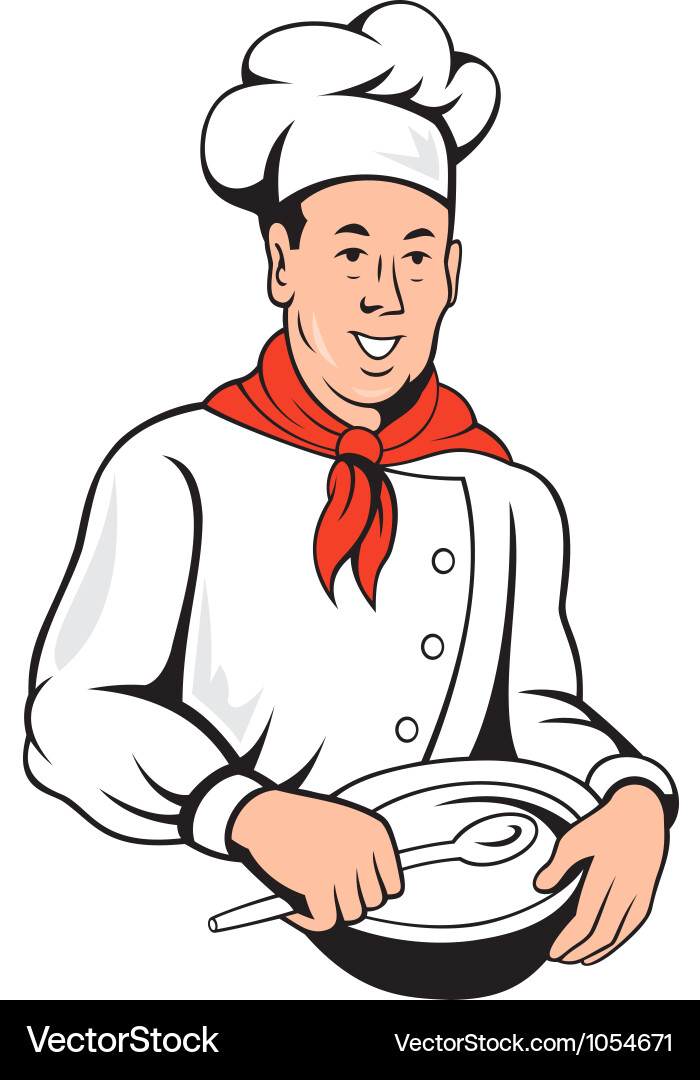 Chef cook baker mixing bowl cartoon Royalty Free Vector