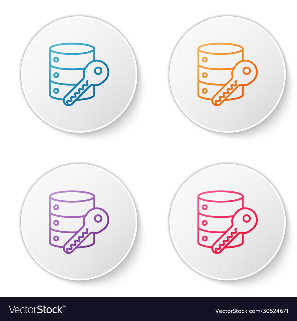 Color line server security with key icon isolated Vector Image