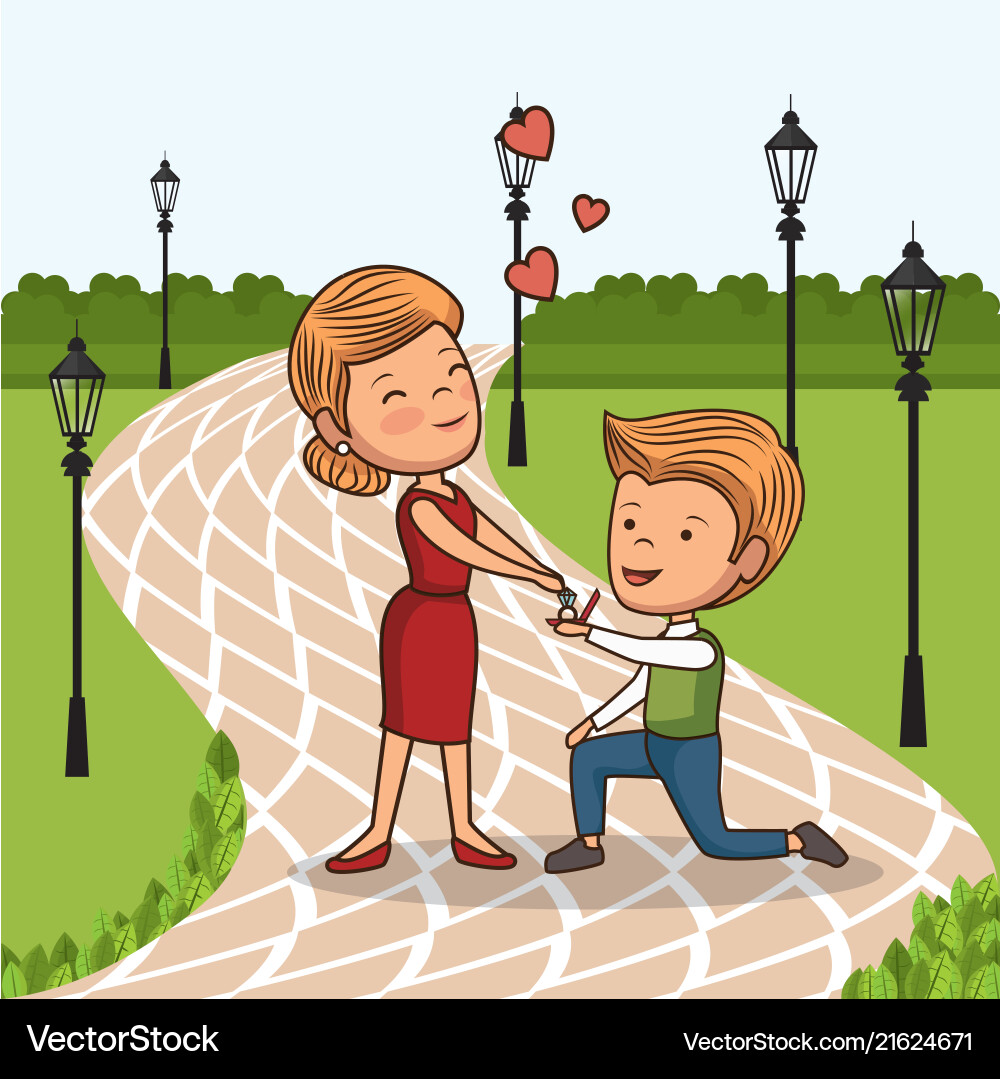 Couple in love on park Royalty Free Vector Image