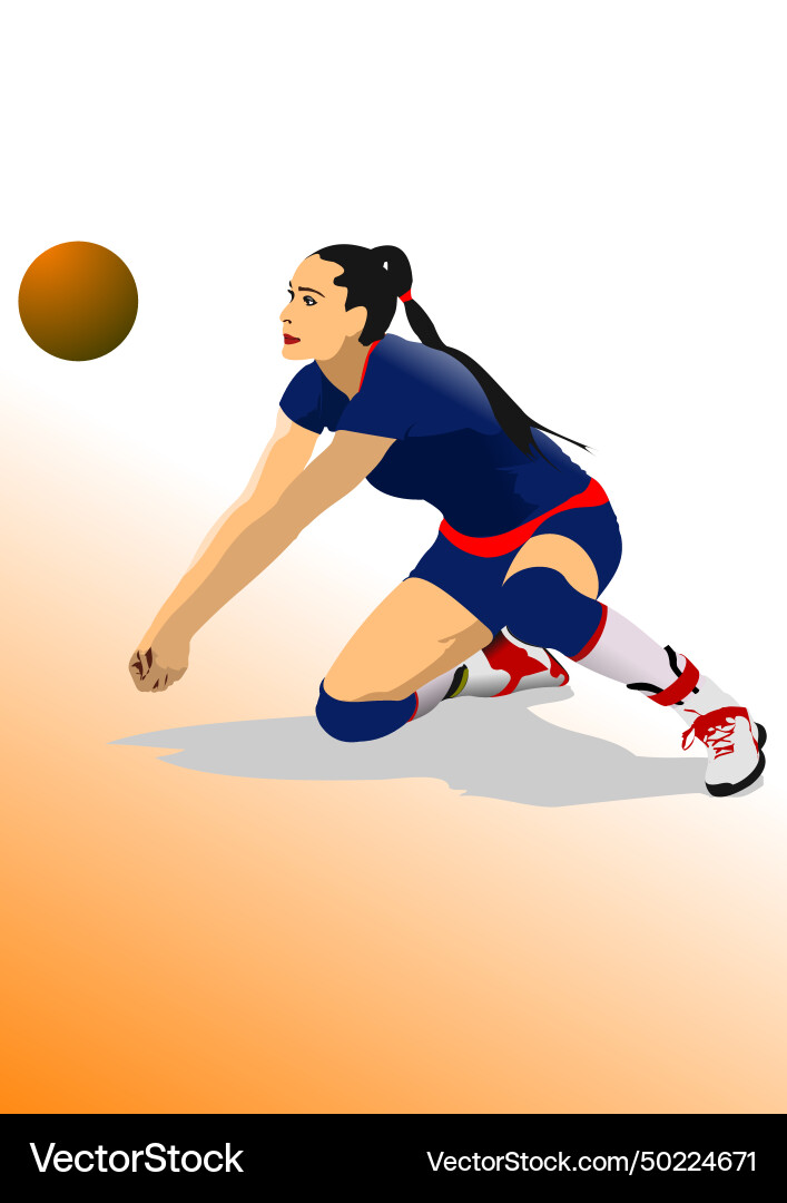 Female professional volleyball player isolated Vector Image