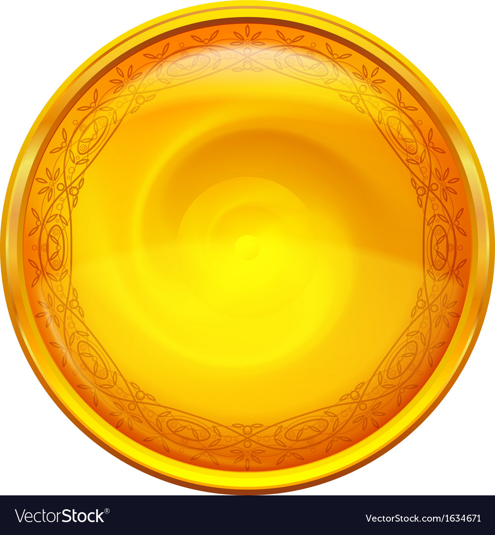 Golden button with pattern Royalty Free Vector Image