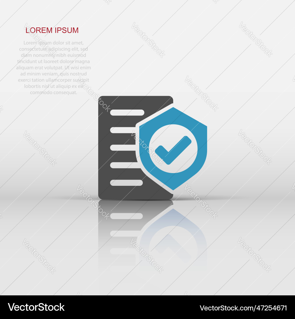 Insurance policy icon in flat style report Vector Image