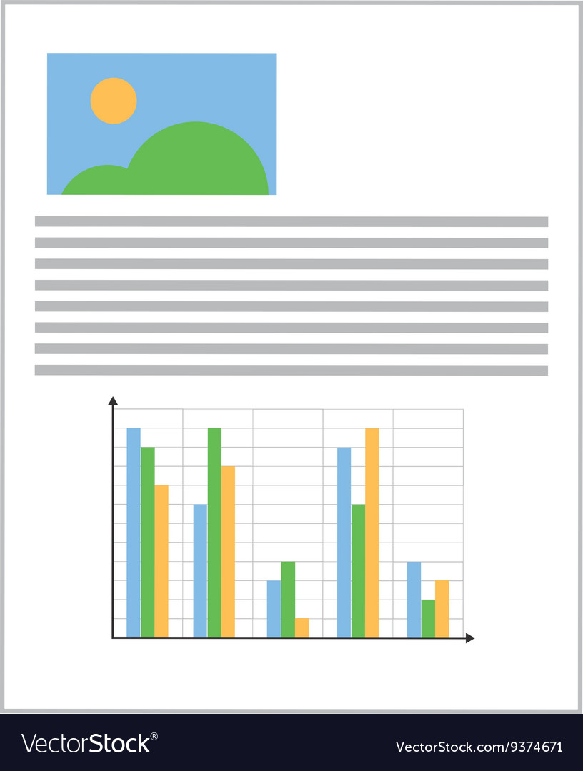 Paper with graph and picture Royalty Free Vector Image