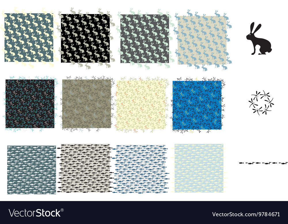 Rabbit fish dragonfly pattern Royalty Free Vector Image