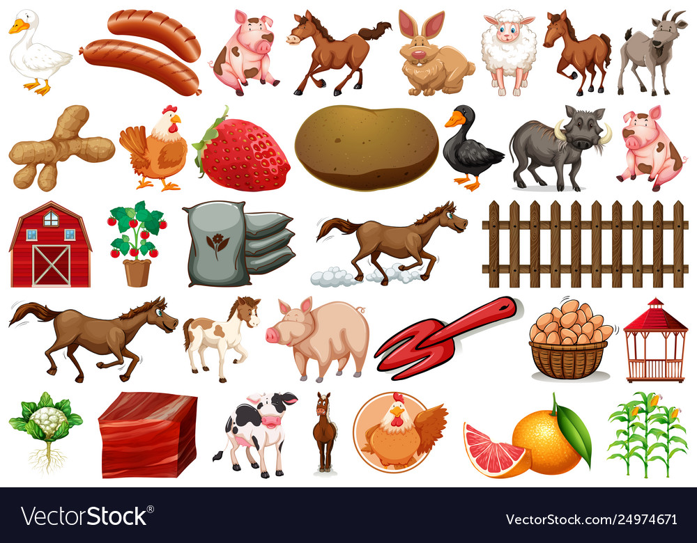Set farm element Royalty Free Vector Image - VectorStock