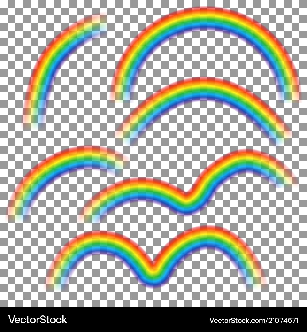 Set of different rainbows isolated on transparent Vector Image