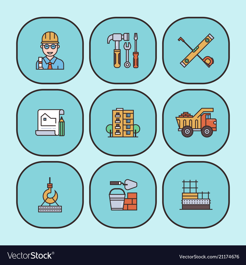 Construction linear icons universal Royalty Free Vector