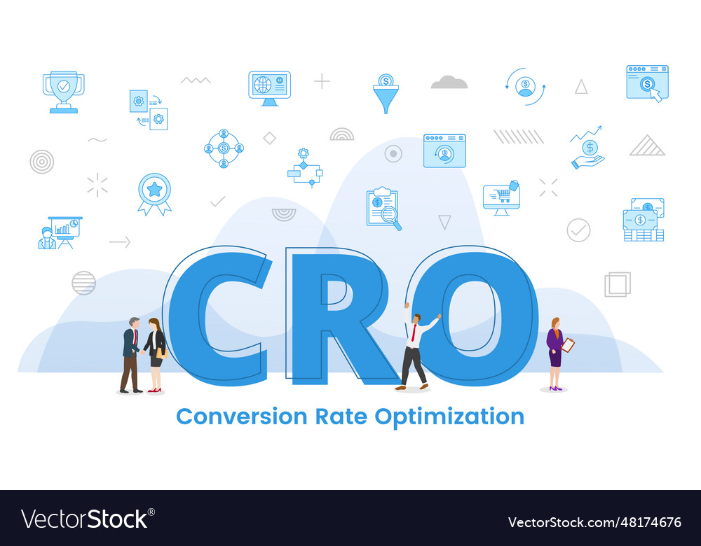Cro conversion rate optimization concept with big Vector Image Cro conversion rate optimization concept with big Vector Image