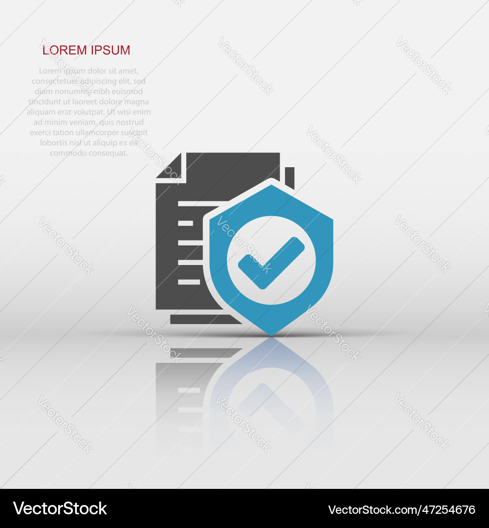 Insurance policy icon in flat style report Vector Image