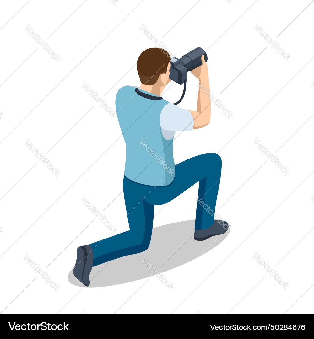 Isometric man photographer with dslr camera Vector Image