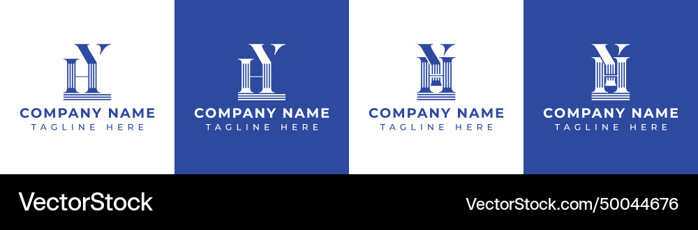 Letters hy and yh pillar logo set suitable Vector Image