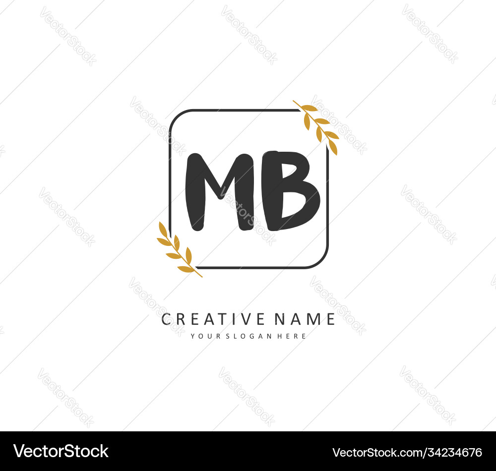 M b mb initial letter handwriting and signature Vector Image