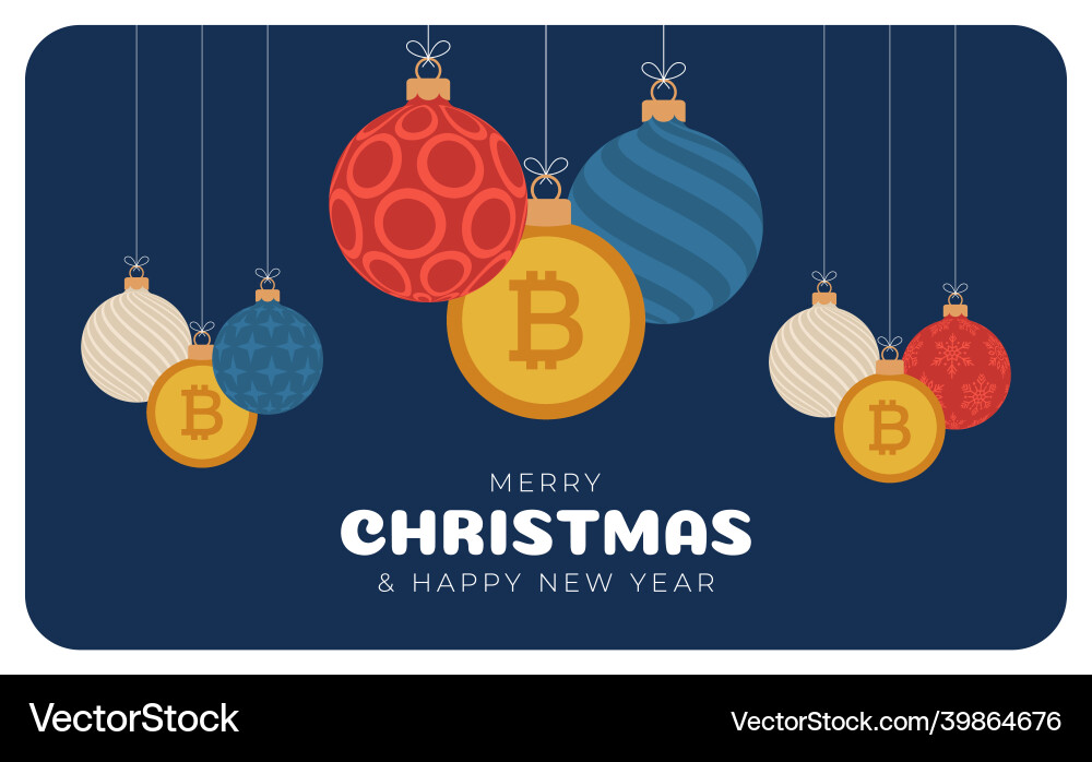 Merry christmas bitcoin symbol banner bitcoin Vector Image