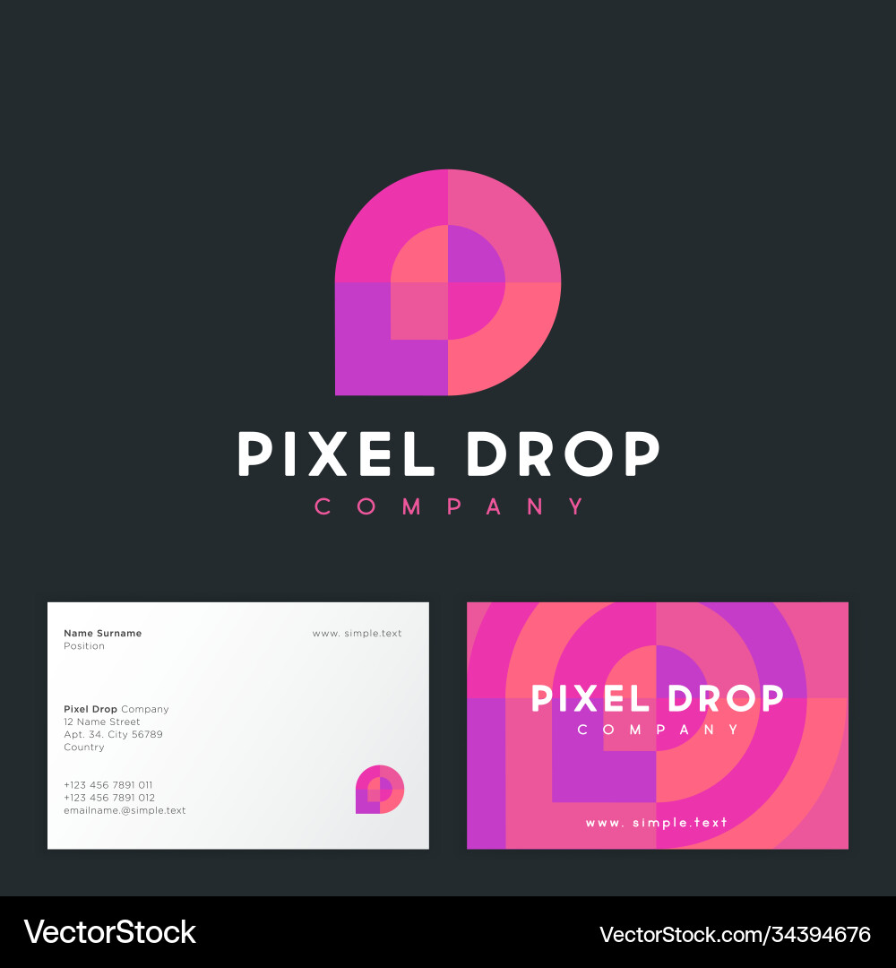 Pixel drop logo monogram media network online Vector Image
