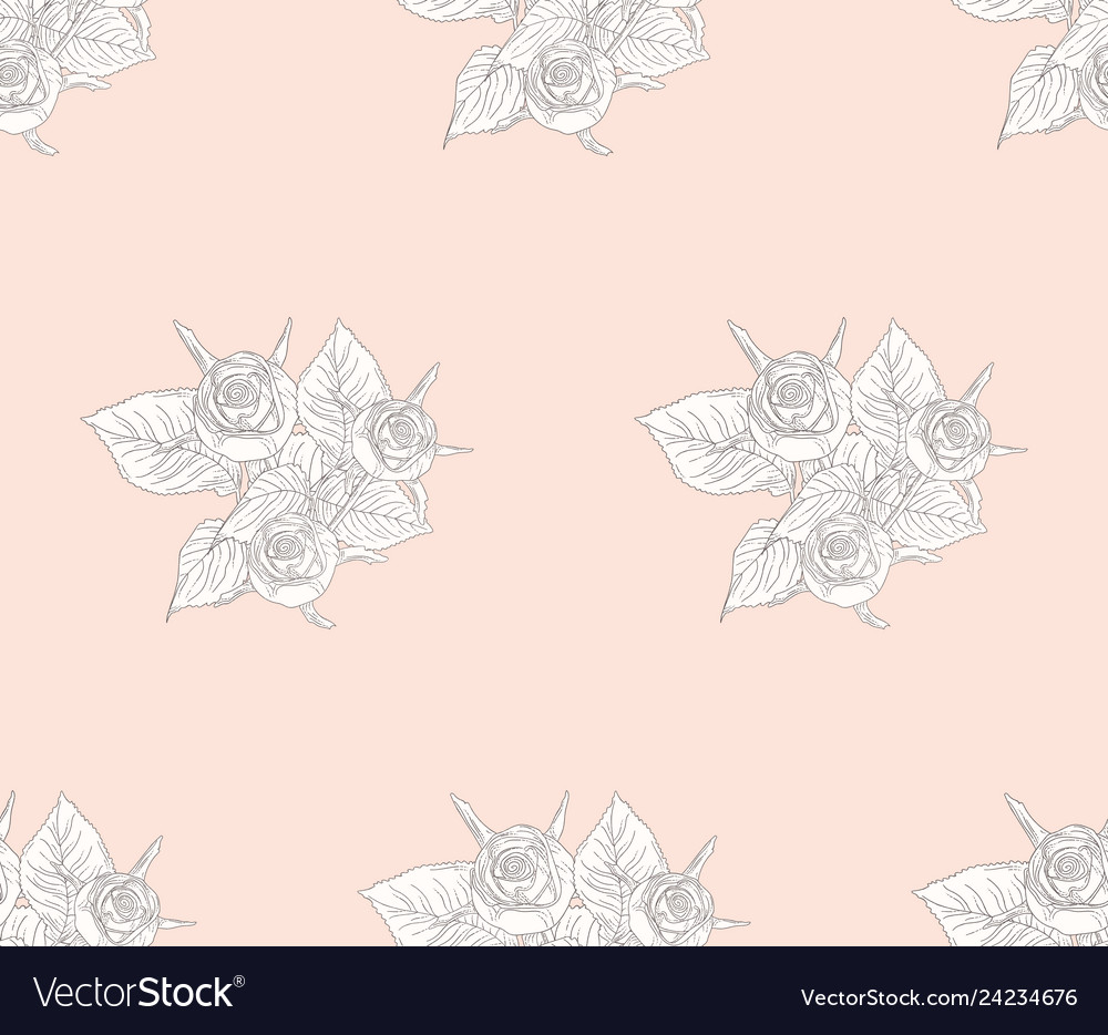 Subtle seamless pattern with drawn florals Vector Image