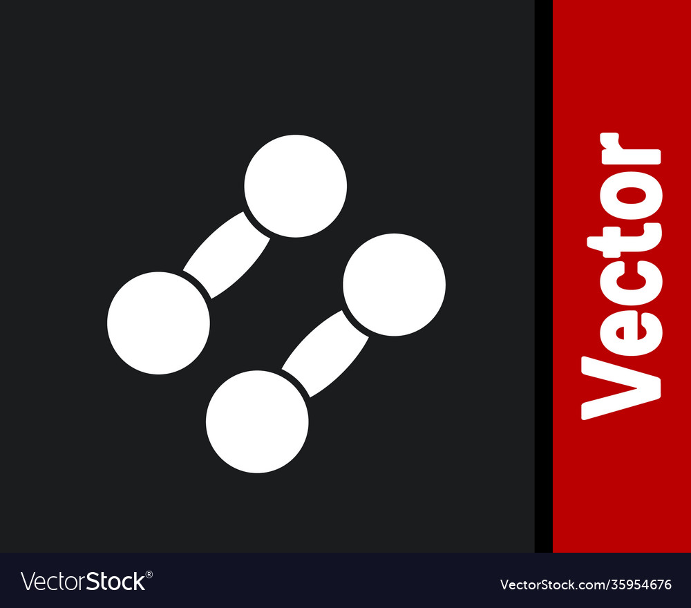 White dumbbell icon isolated on black background Vector Image