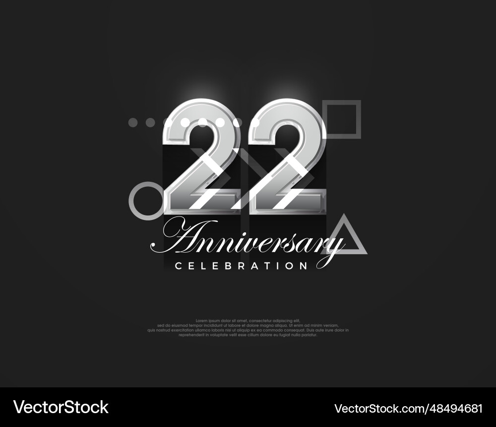 22nd anniversary number modern elegant and simple Vector Image